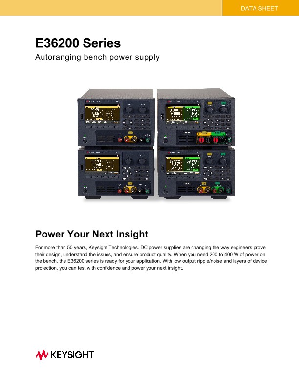 E36200 Series Autoranging Bench Power Supply PDF Asset Page | Keysight